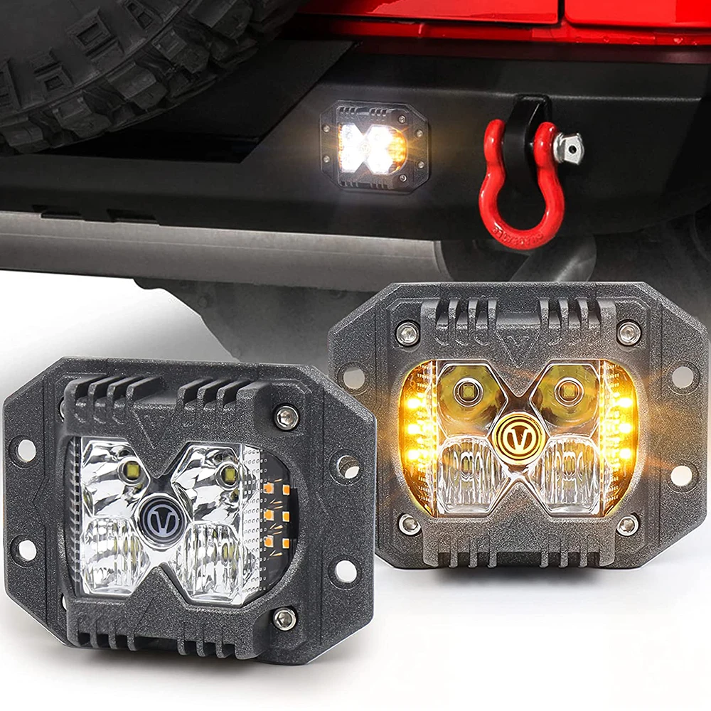 Car Front Rear Flush Mount LED Pods 2Pcs Driving Lights Super Bright ...