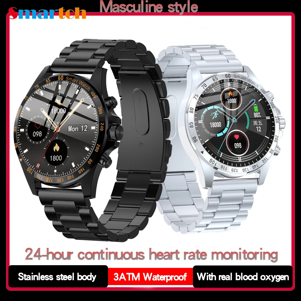 New Men's Smart Watch 3ATM Waterproof Heart Rate Monitor Full Touch ...