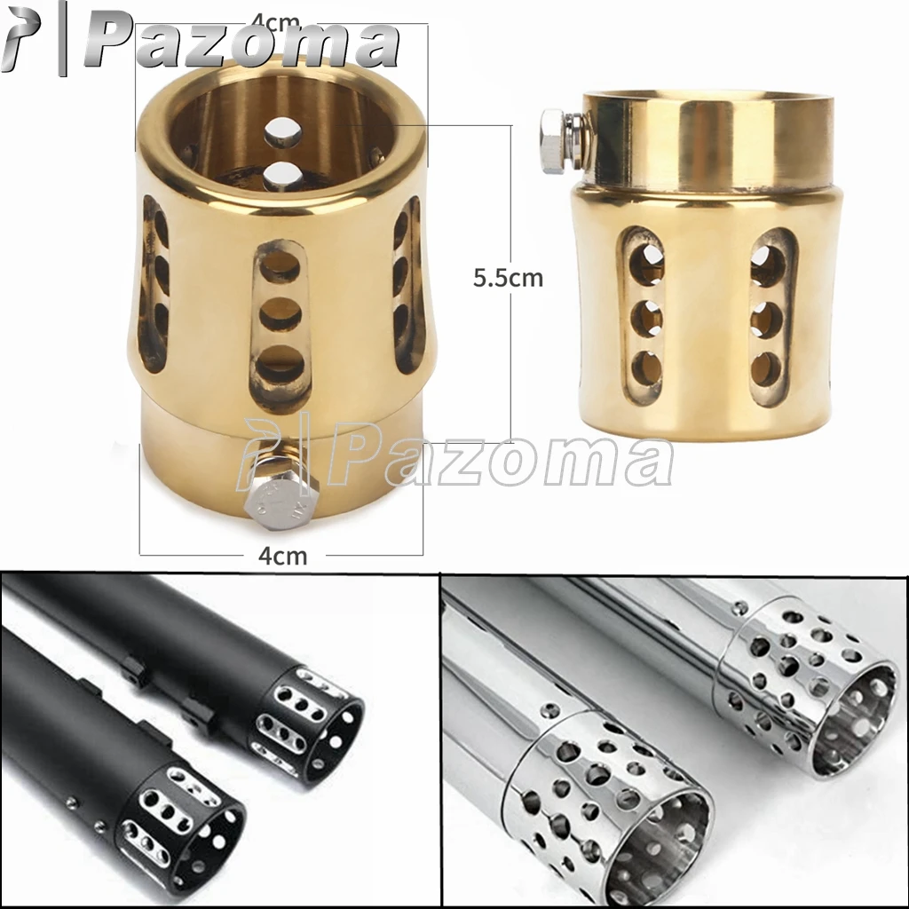 Universal Motorcycle Solid Brass Exhaust Muffler Pipe End Tip Cover For ...