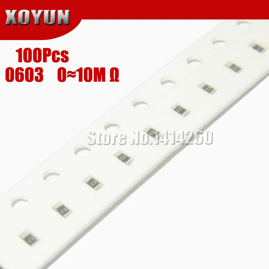 100pcs 0603 SMD 1/8W chip resistor resistors 0 ohm ~ 10M 0R 1K 4.7K 4K7 10K 100K 1 10 100 220 ...