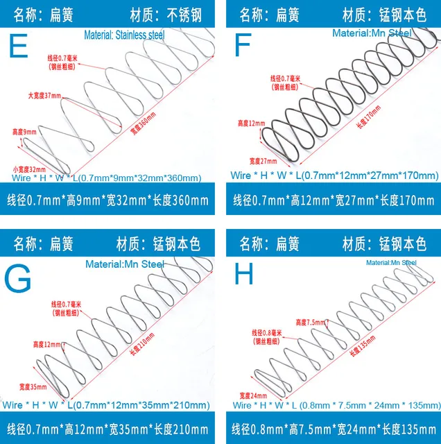2pcs Carbon steel 1.2mm wire Square compression spring 1.2mm wire micro ...