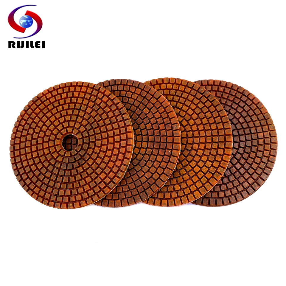 RIJILEI-4PCS-Super-5-Inch-Diamond-Polishing-Pads-125mm-Copper-Bond-Wet ...