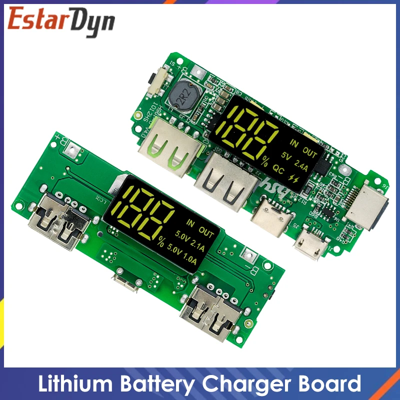 Lithium Battery Charger Board Led Dual Usb 5v 2.4a Micro/type-c Usb ...