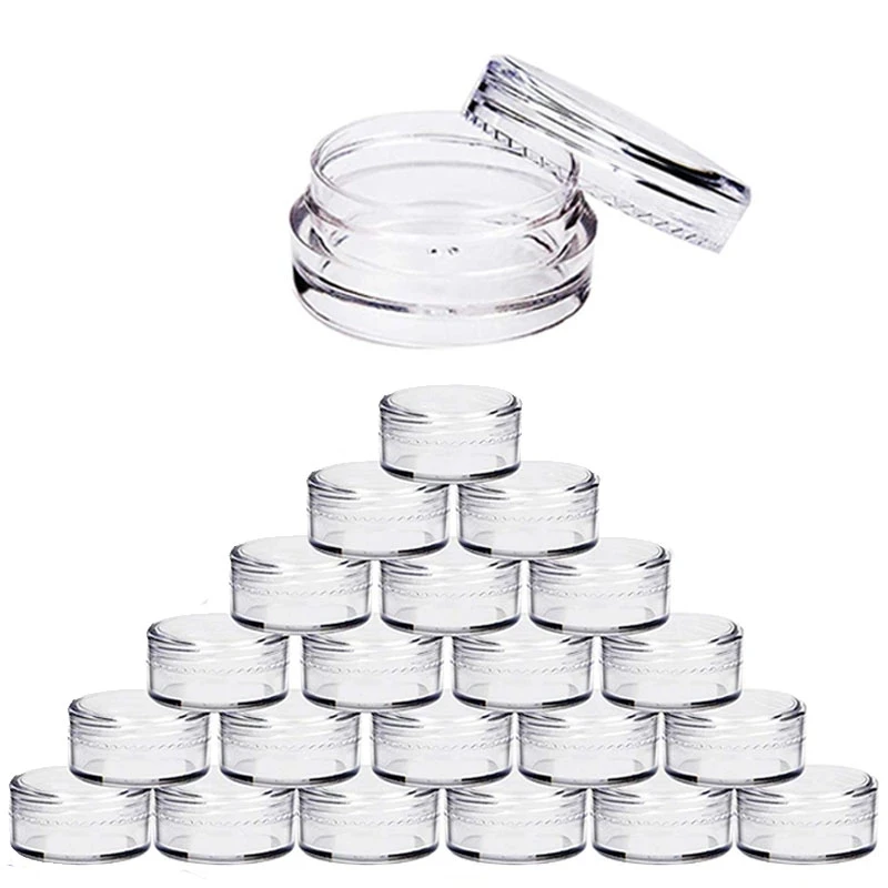 100pcs 2g/3g/5g/10g/15g/20g Empty Plastic Cosmetic Makeup Jar Pots ...