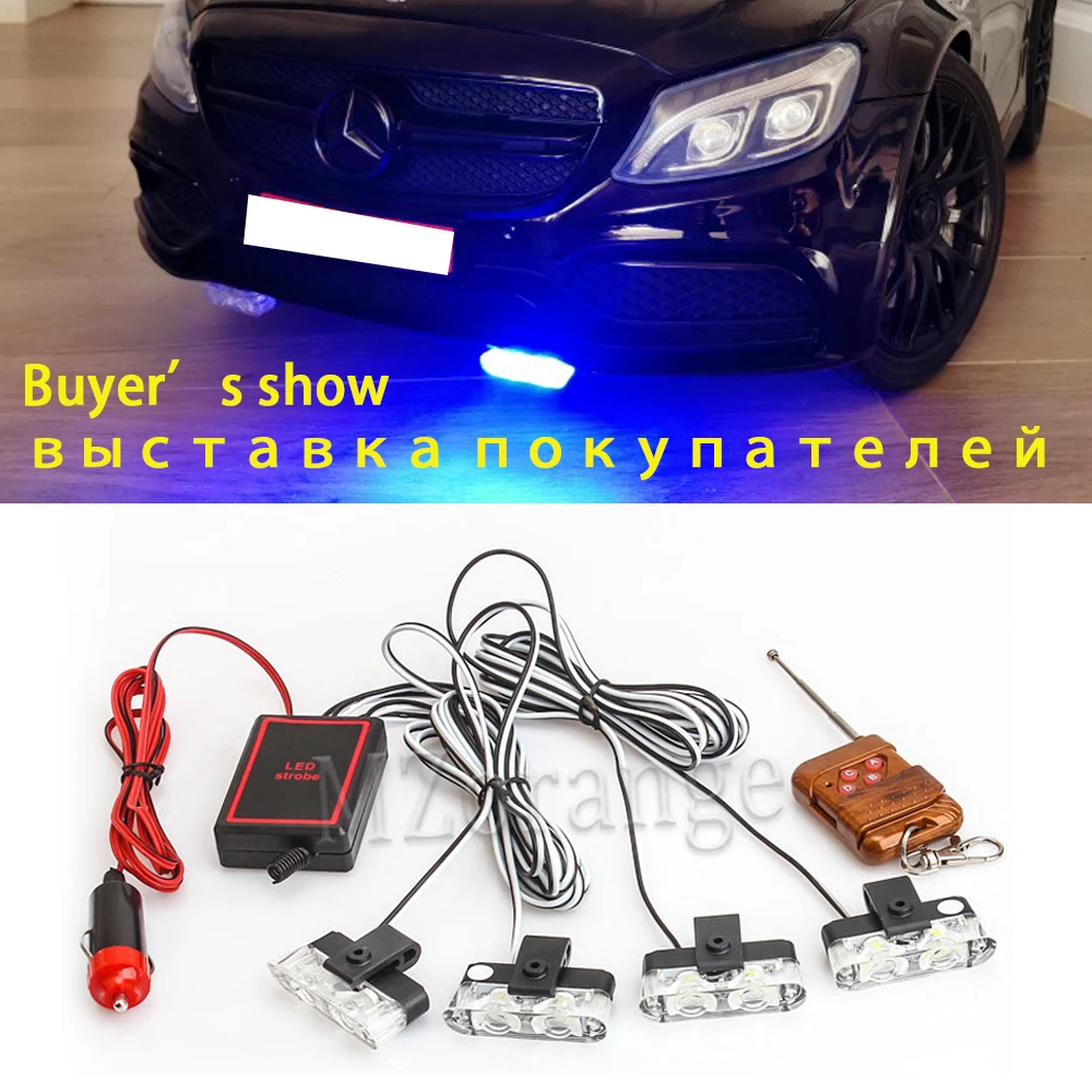 MZORANGE Cigarette Lighter Wireless Remote Strobe Lights 4X2 Leds ...