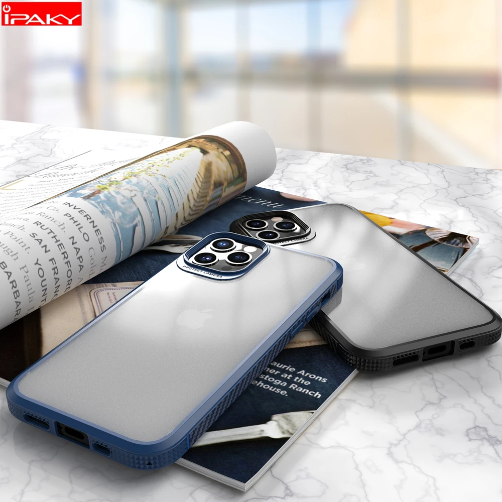 Ipaky para iphone 12 caso 11 12 pro fibra de carbono pára choques fosco ...