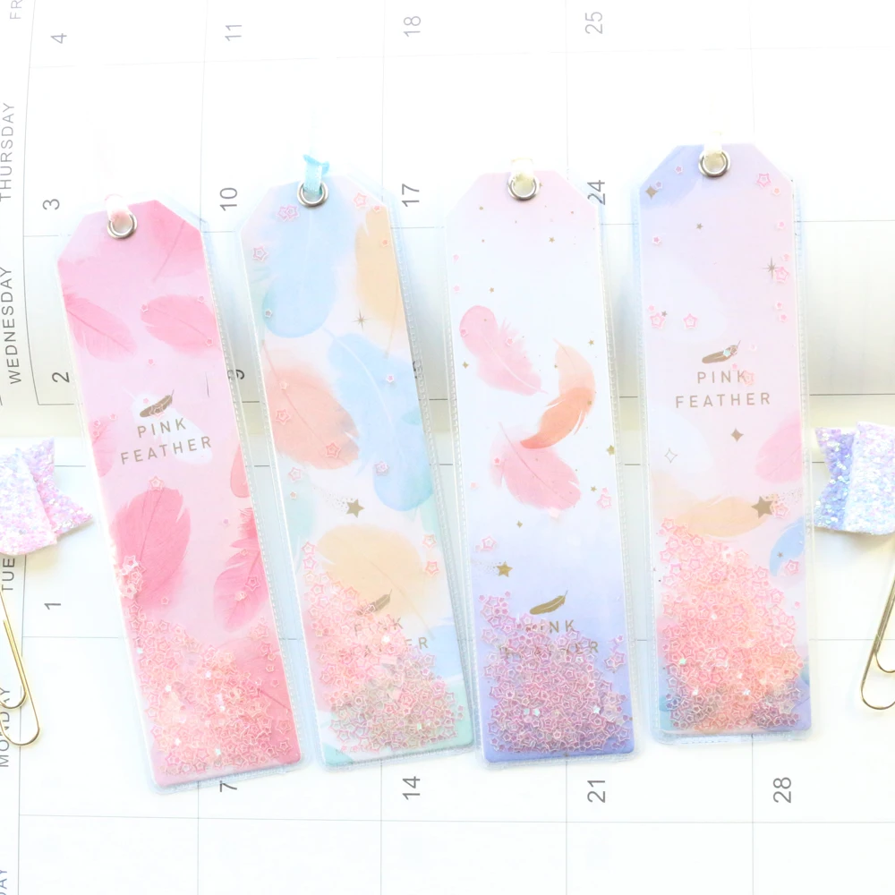 Domikee cute creative kawaii sequins school student bookmark kids candy ...