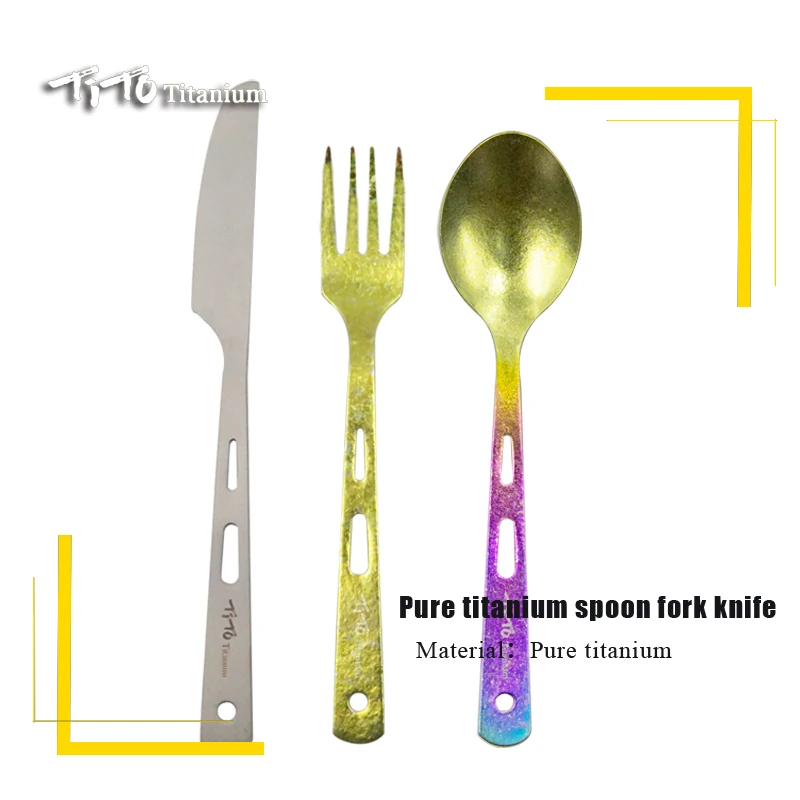 Tito Titanium Spork Tableware Combination Outdoor Camping Titanium ...