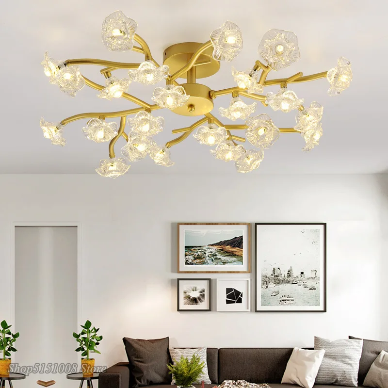 Luminária de teto para sala de estar, candelabro com lâmpadas led para ...