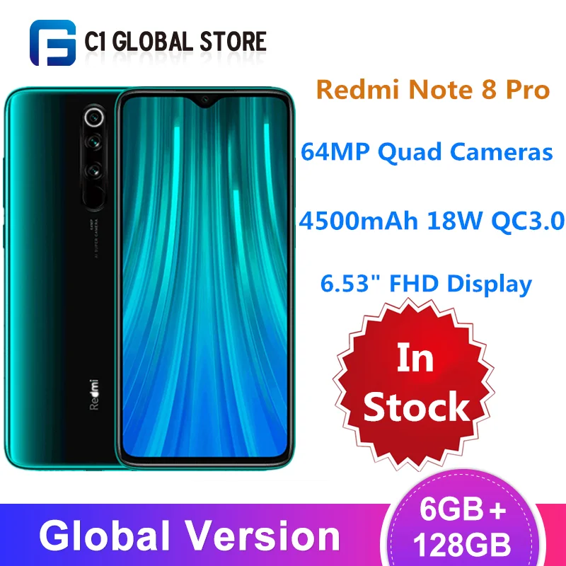 Смартфон Xiaomi Redmi Note 8 pro с глобальной версией, 6 ГБ, 128 ГБ, MTK Helio G90T, экран 6,53 ...