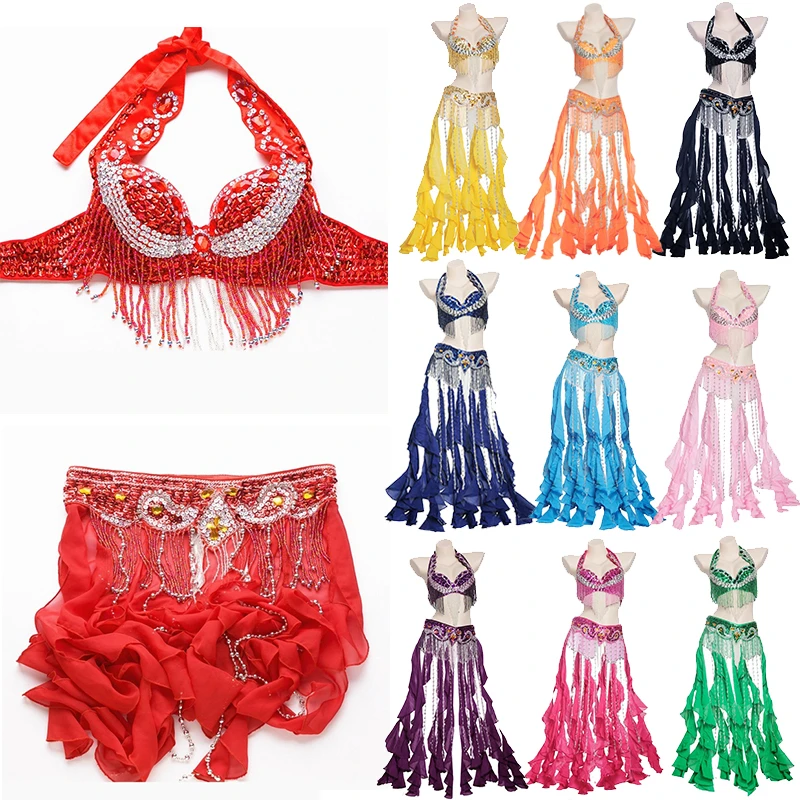 Fringe Ribbon Belly Dance Bra Belt Women Belly Dance Set Carnival Belly ...