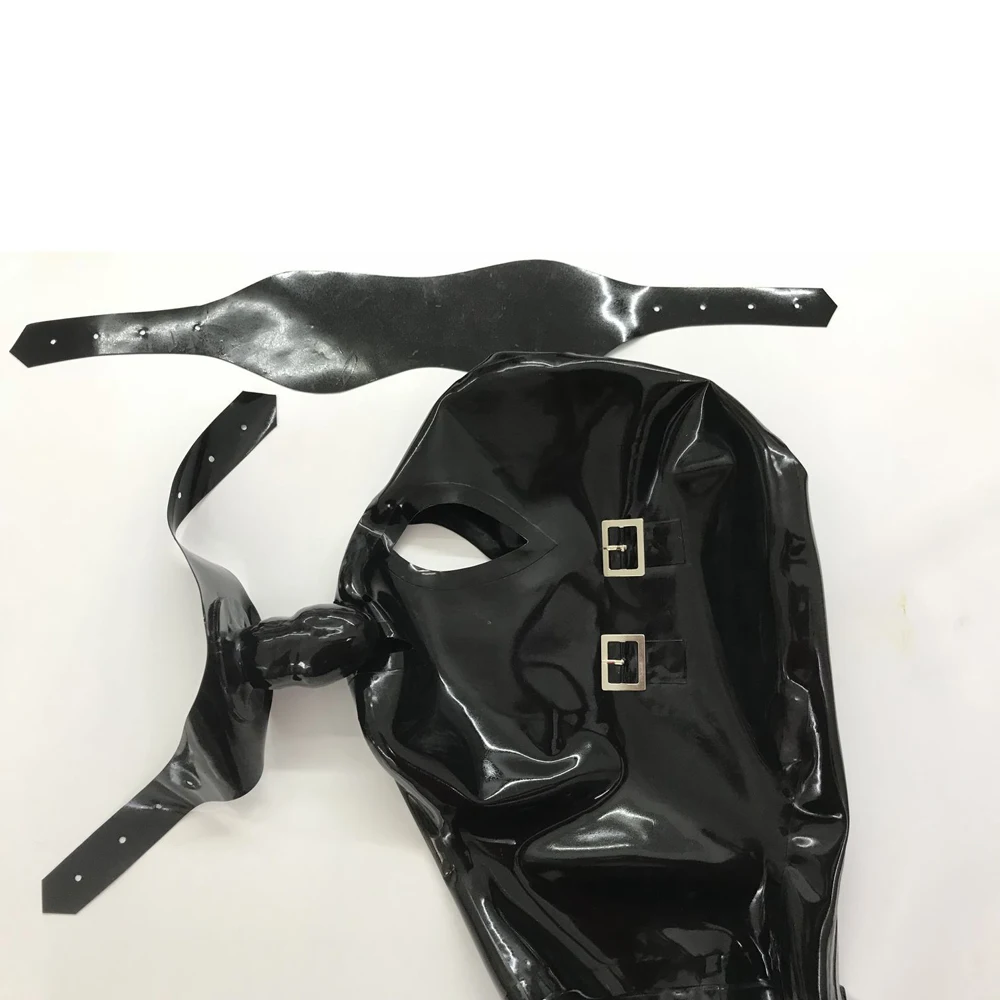 Black-Women-Men-Latex-Rubber-Mask-with-Eyes-Cover-Plug-Gag-Attached-to ...