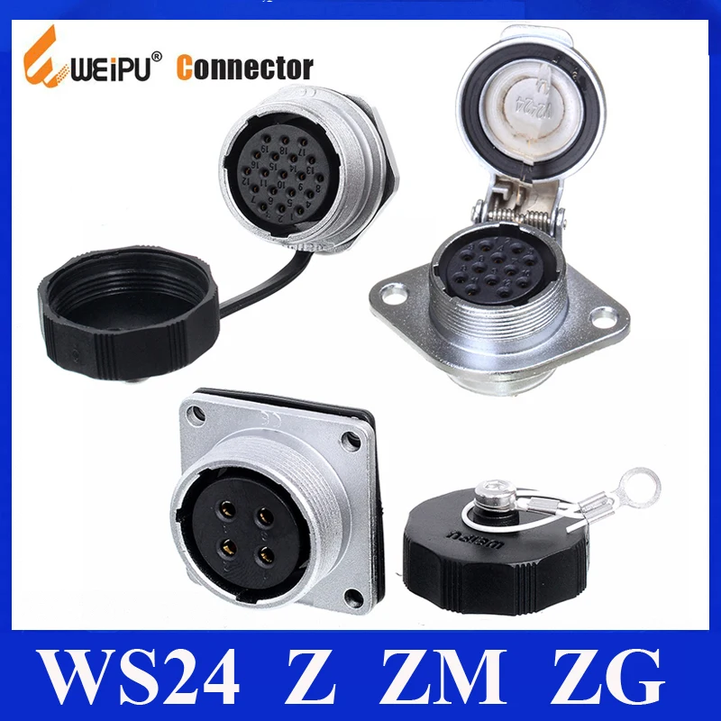Weipu conector Original WS24 Z ZM ZG 2, 3, 4, 9, 10, 12, 19 pines, brida cuadrada hembra, brida ...