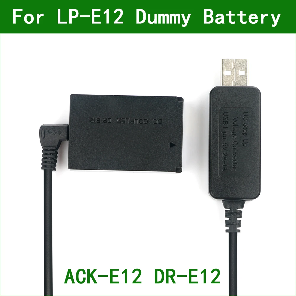 5V USB TO LP E12 LPE12 ACK-E12 DR-E12 Dummy Battery&DC Power Bank USB Cable for Canon EOS M M2 ...