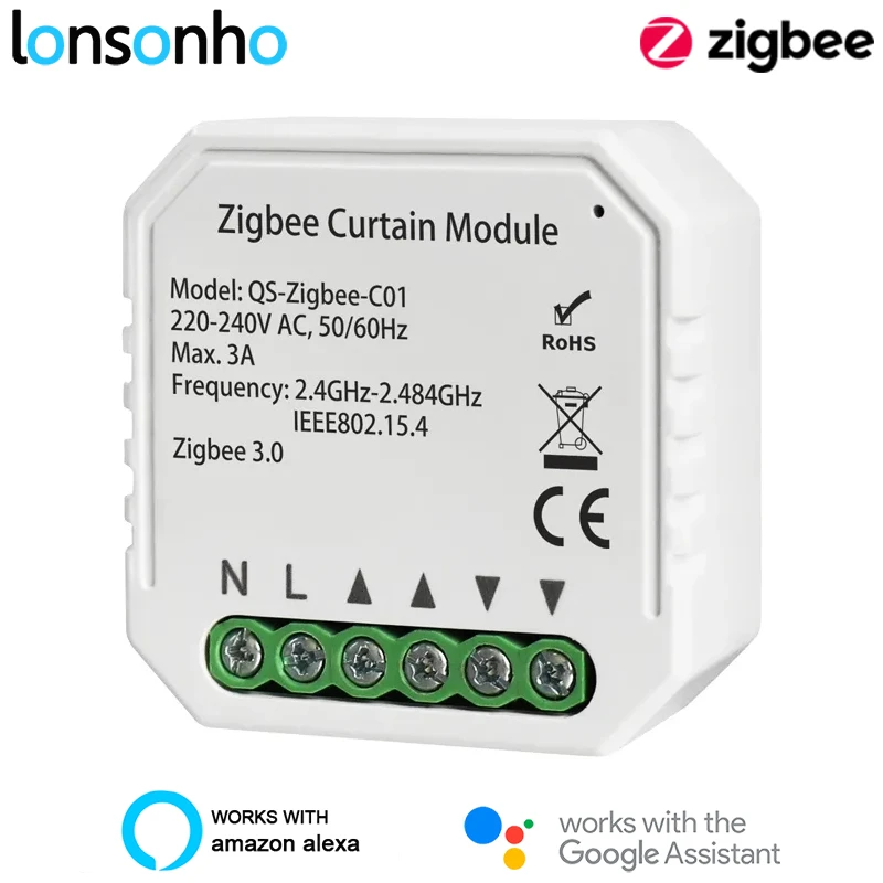 Lonsonho Tuya Smart Zigbee Curtain Switch Module For Blind Motor Support Zigbee2mqtt Alexa ...