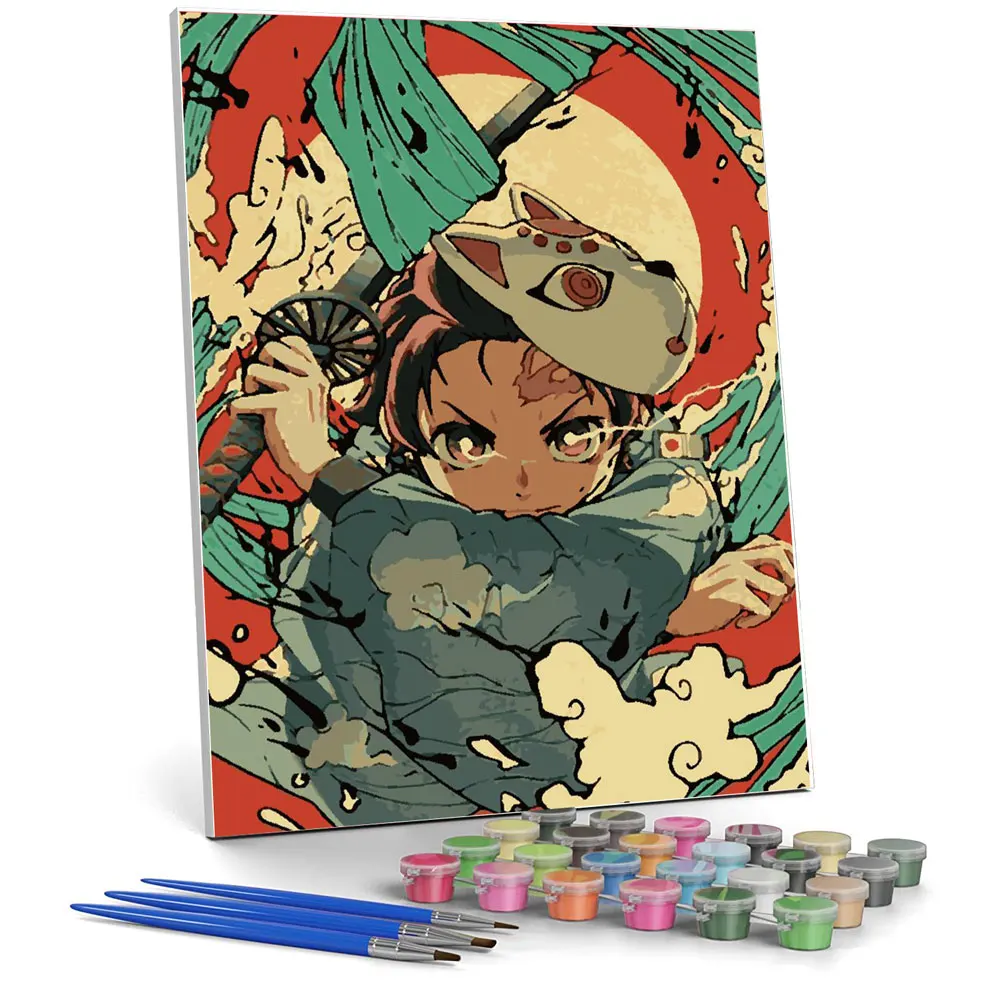 Diy Numbers Painting Demon Slayer | Paintings Oil Numbers Anime - Diy ...