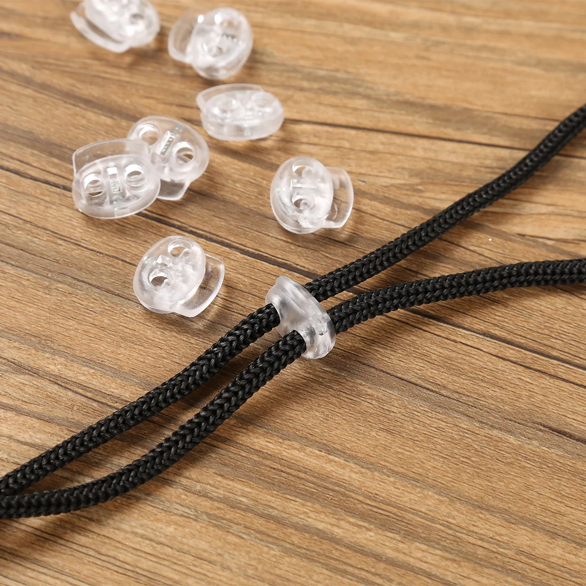 50Pcs-Plastic-Cord-Lock-End-Toggle-Double-Hole-Spring-Stopper-Sliding ...