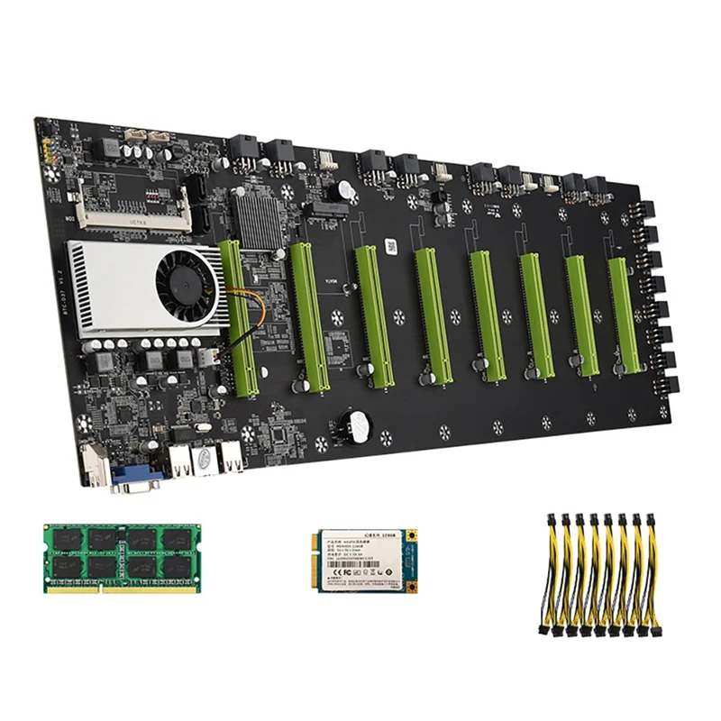 BTC D37 Miner Motherboard with CPU Group 8 GPU Slots DDR3 4G RAM 128G ...