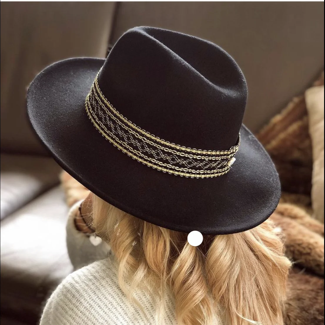 Soft Fedora Hat Feather Elegant Lady Winter Autumn Wide Brim Jazz ...