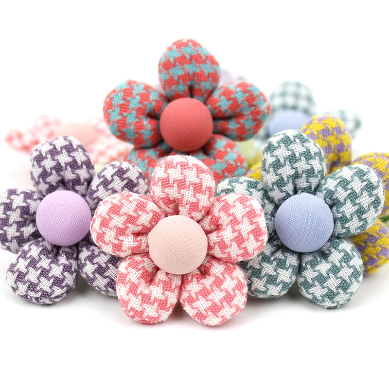 15Pcs 4cm Handmade Flowers Padded Appliques For DIY Headwear Hairpin ...