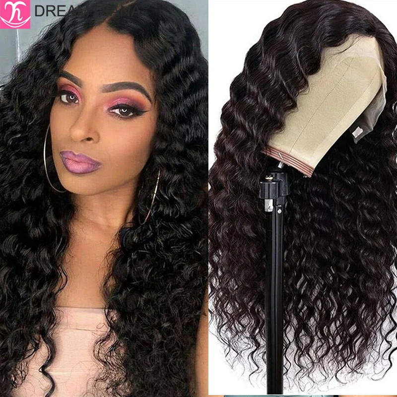 Dreamdiana Brazilian Deep Wave Frontal Lace Wigs 100 Human Hair Deep