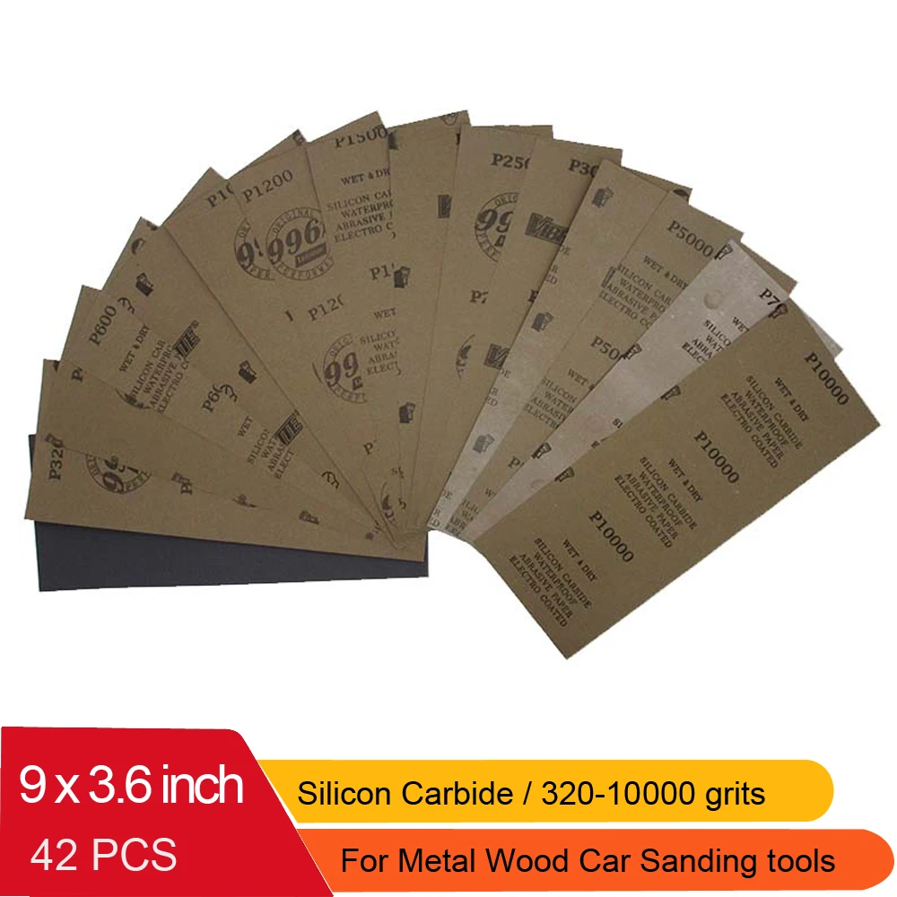 42 Pcs Waterproof Sandpaper 320 To 10000 Grit, 9" X 3.6", For Wood ...