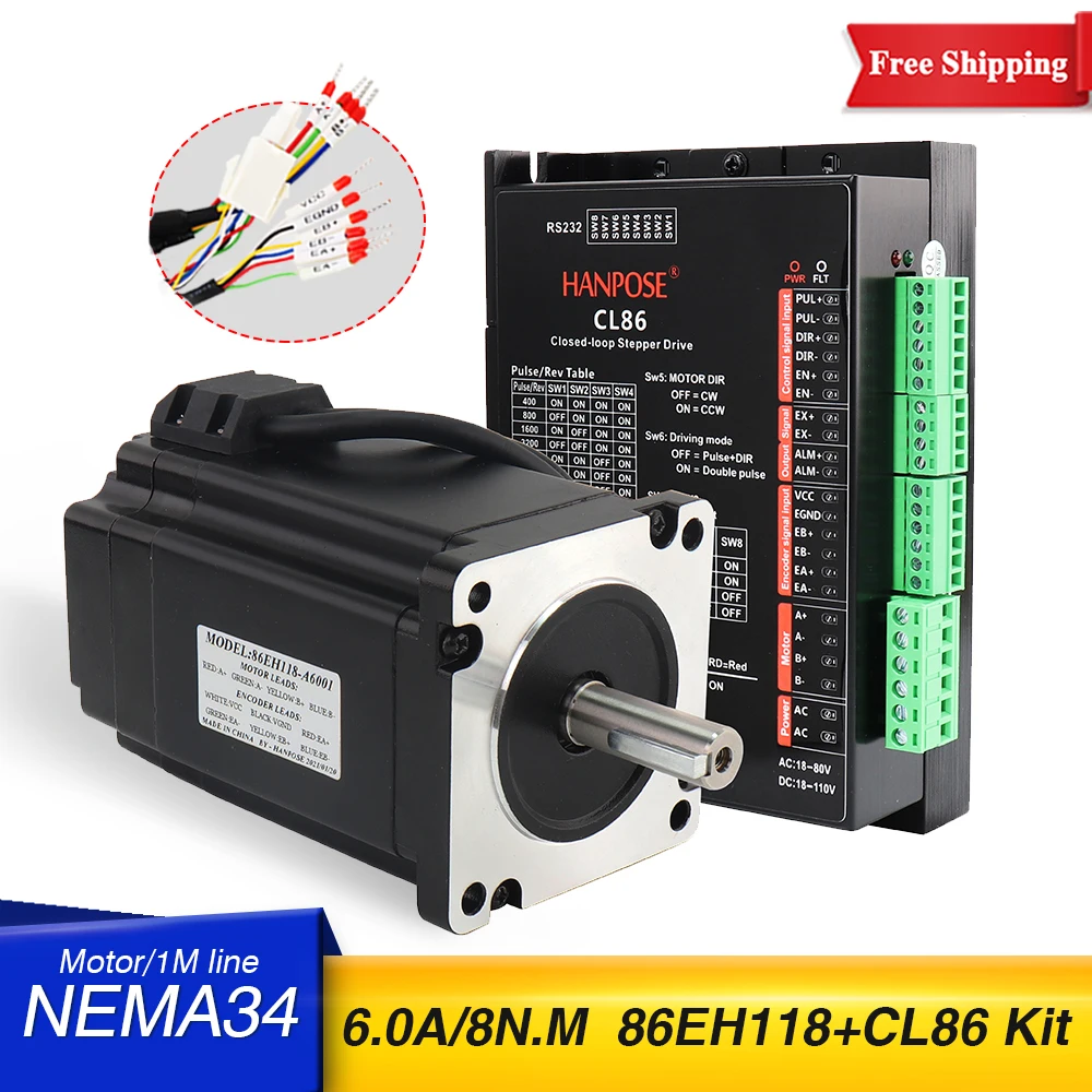 Nema34 Stepper Motor Pilot Servomotor 86eh118a6001 6.0a 8n.m Stepper ...