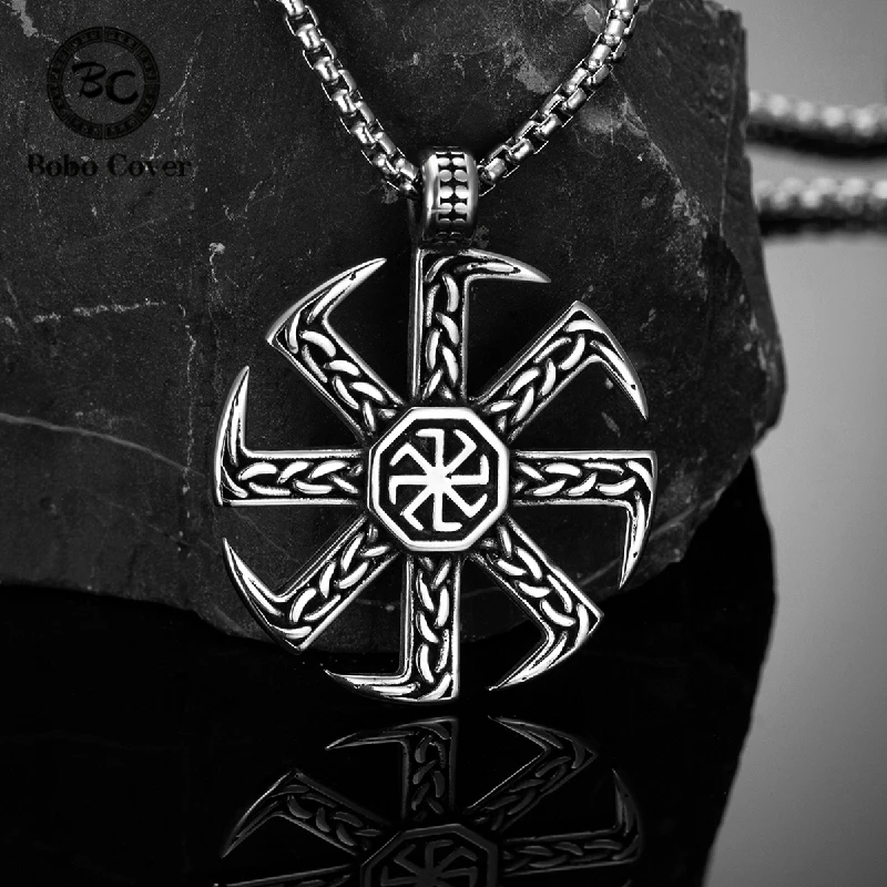 Nordic-Slavic-Kolovrat-Runes-Necklace-Stainless-Steel-Viking-Vegvisir ...