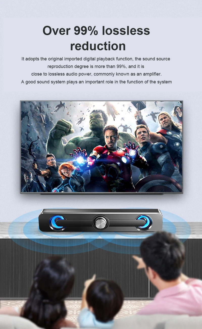 Wired Speaker Sound Bar Stereo Bass Subwoofer Audio AUX Speaker ...