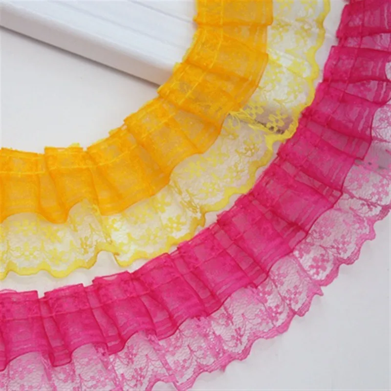 40yards 12colors Vintage Ruffle Lace Edge Trim Pleated Ribbon Fabric 1. ...