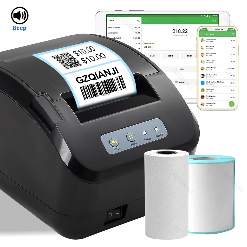 3 Inch Label Barcode Printer 80mm Thermal Receipt 1D 2D Printer Support 