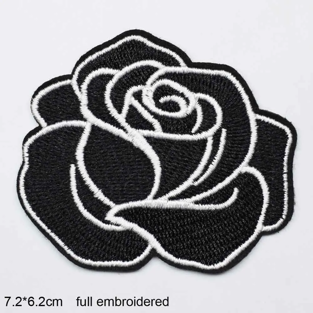 Black Flower Red Rose Embroidered Patch Iron On Patch Clothes Patch For ...