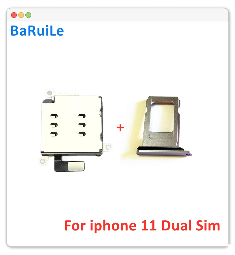 BaRuiLe 1set for iPhone 11 Dual SIM Card Reader flex cable +SIM Card ...
