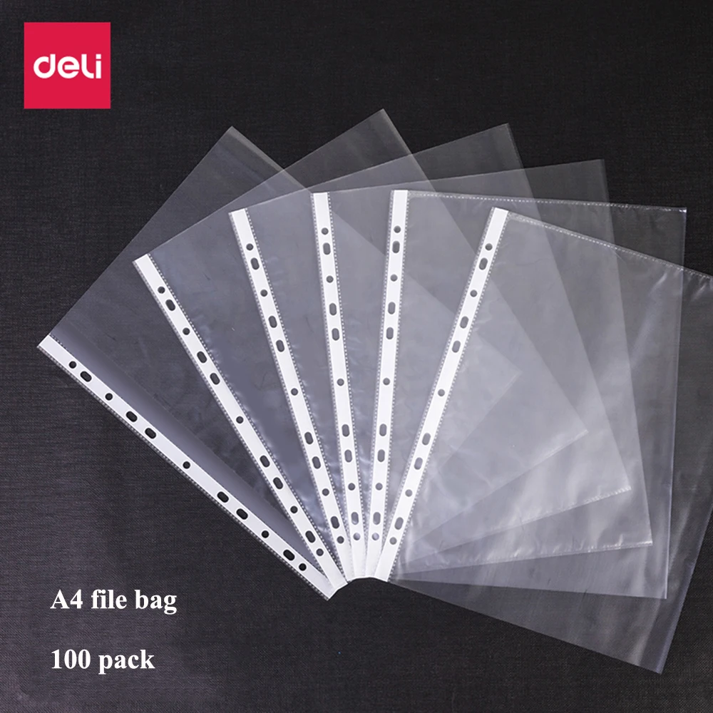 20PCS/Bag Deli 5710 72616 transparent document bag file folder 11 hole ...
