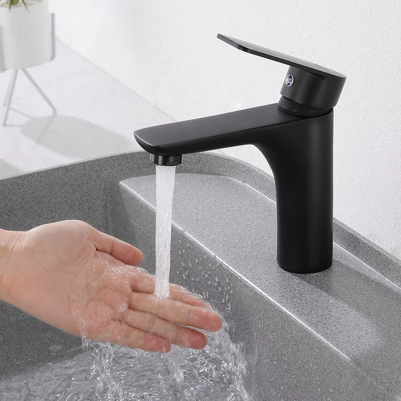 Black-Single-Hole-Faucet-Toilet-Bathroom-Rotatable-Hot-and-Cold-Water ...