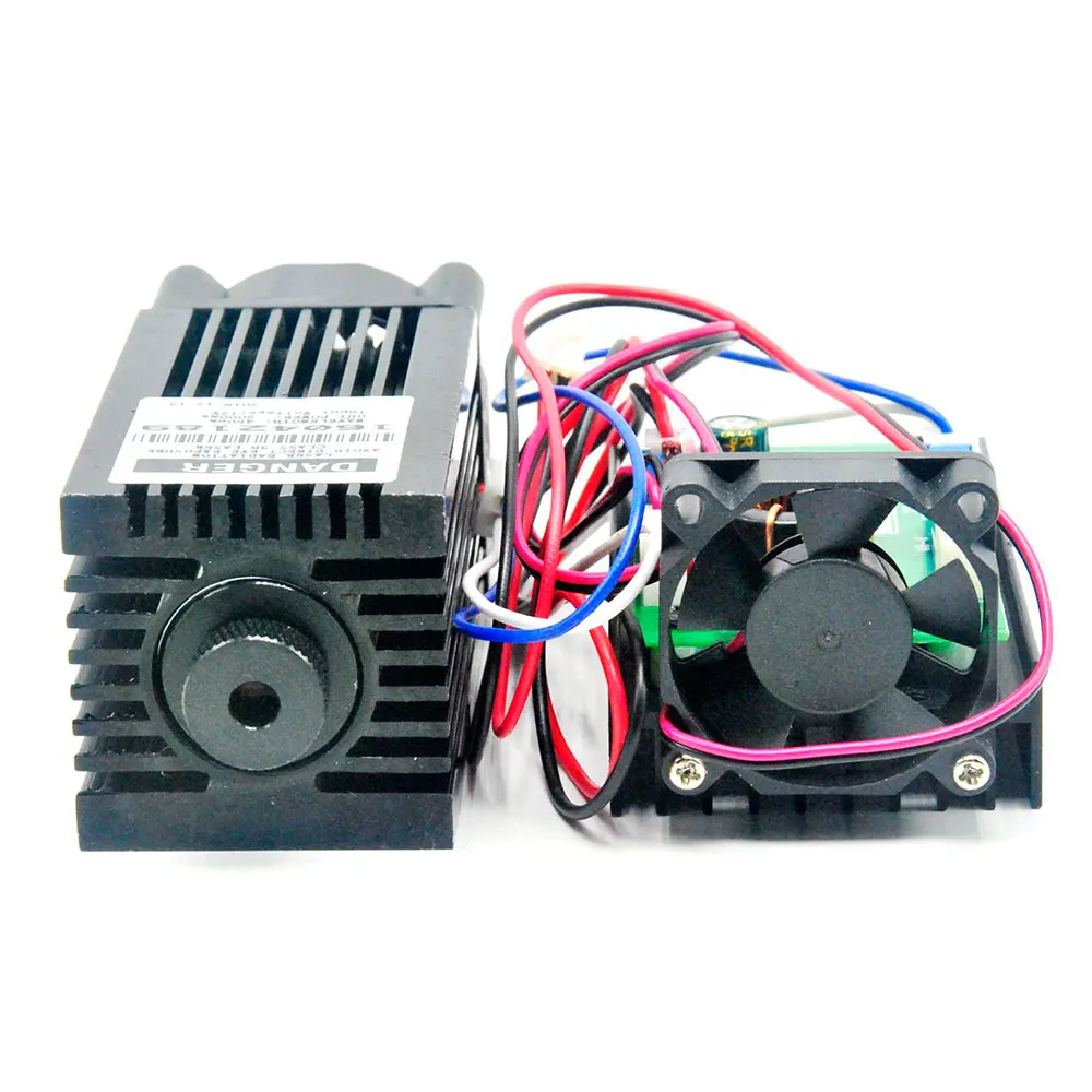 Powerful Focusable 2W 445nm 450nm Blue Dot Laser Diode Module 2000mw TTL Cooling Fan Engraving ...