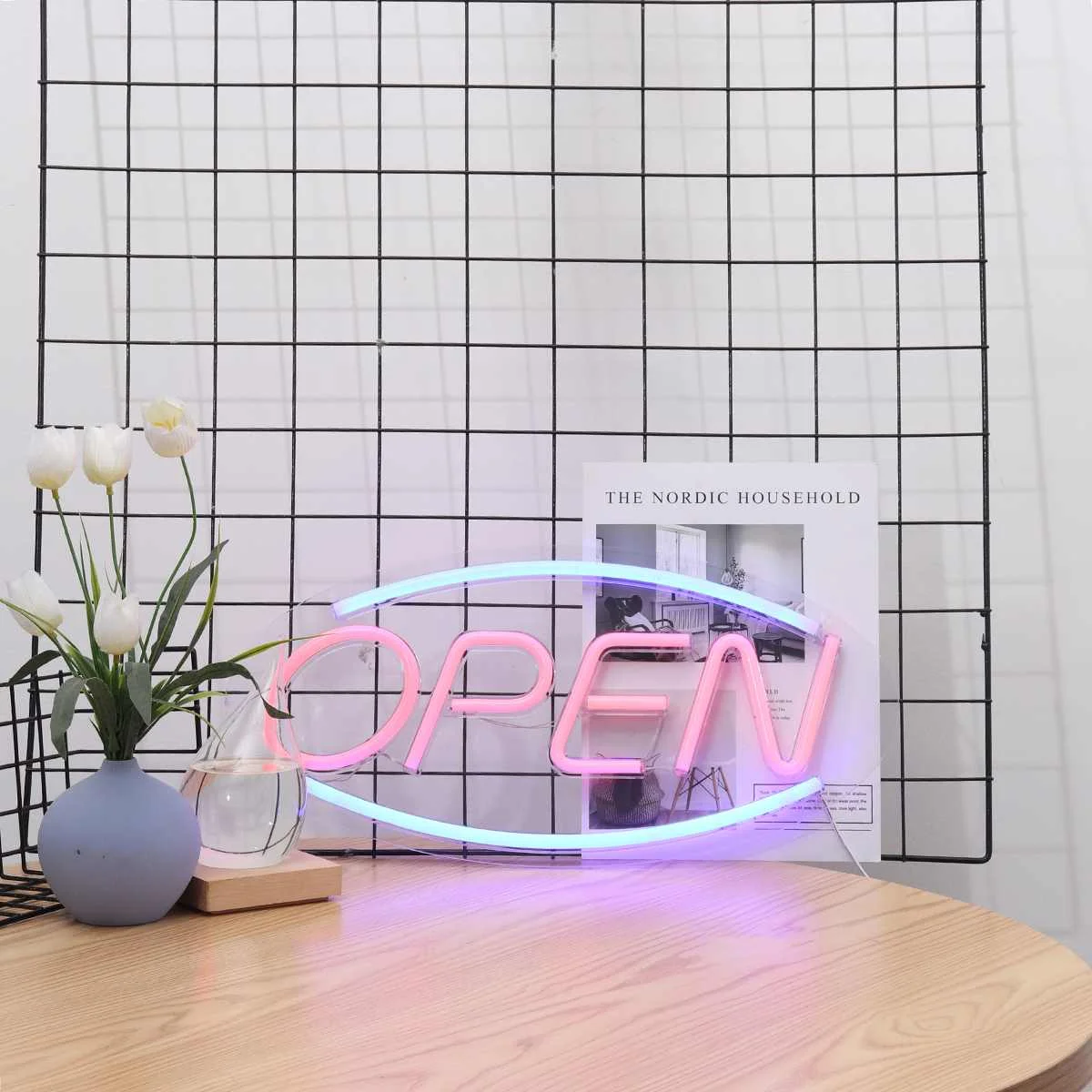 eled open USB Open Neon Sign tyylinen Led valo, seinään ripustettava ...