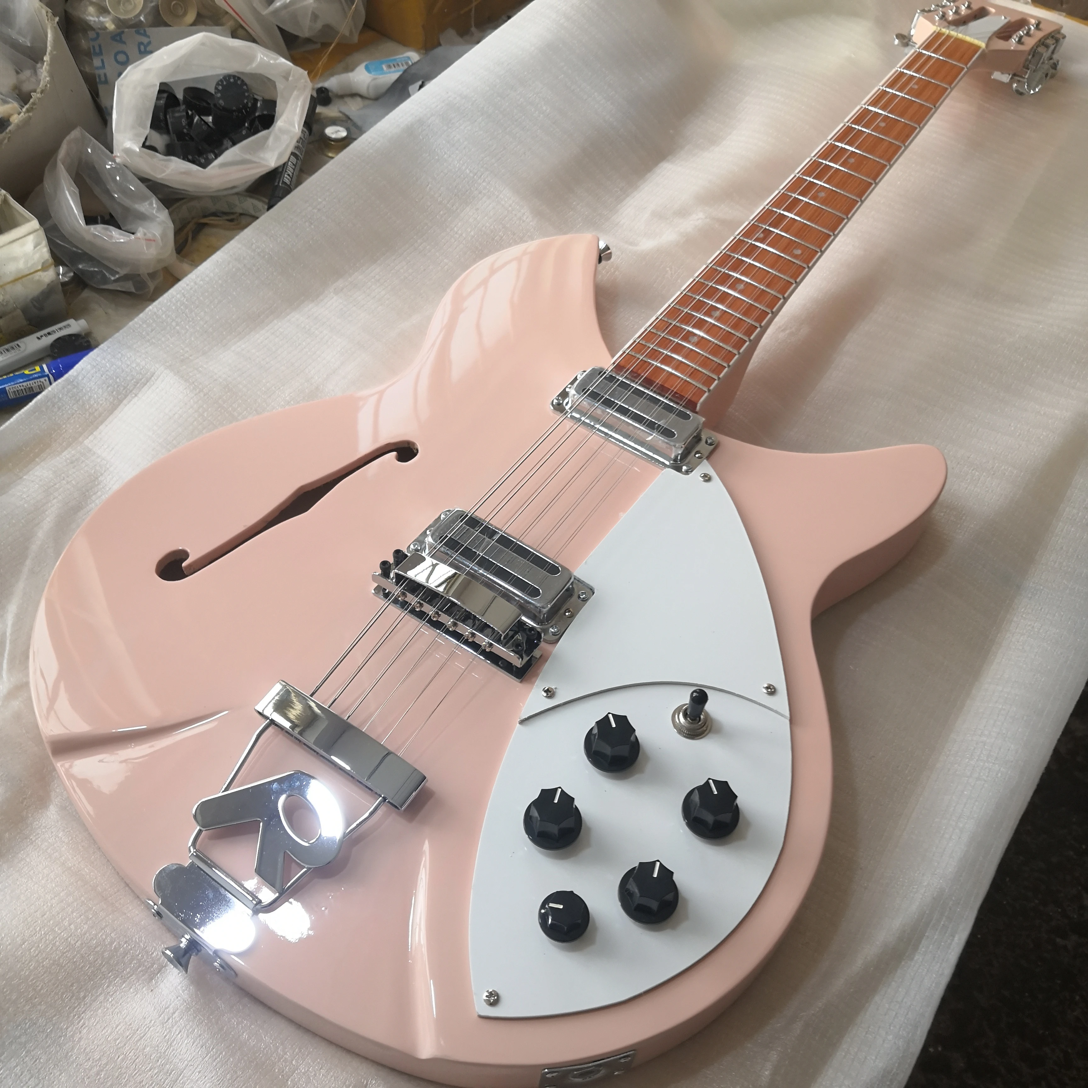 12 String Electric Guitar, Ricken 330 Electric Guitar, pink body and ...