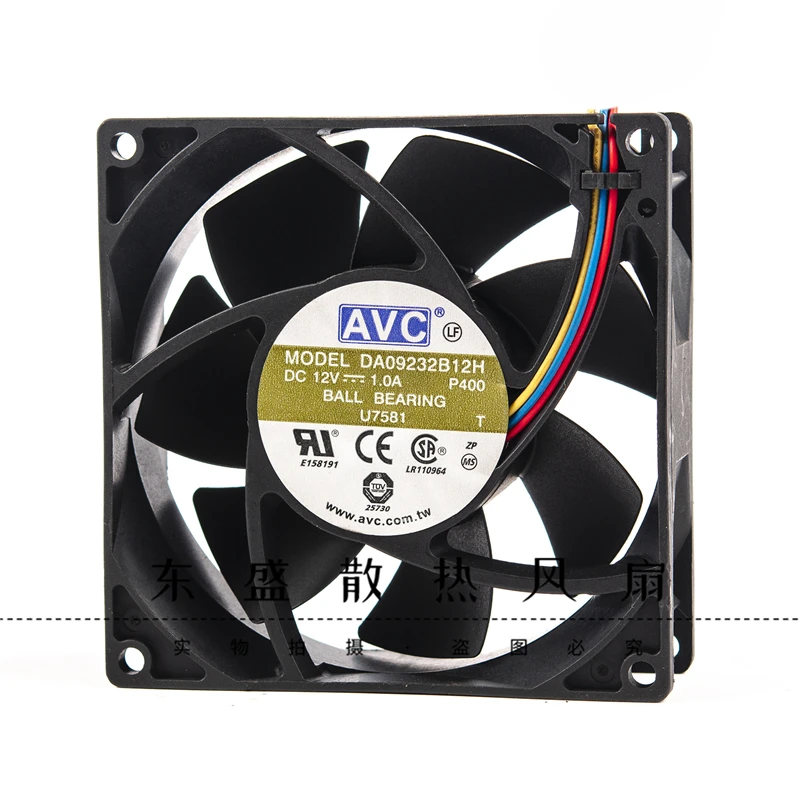 original DA09232B12H 9038 12V 1.0A 9CM 4-wire PWM speed regulation double ball silent fan ...