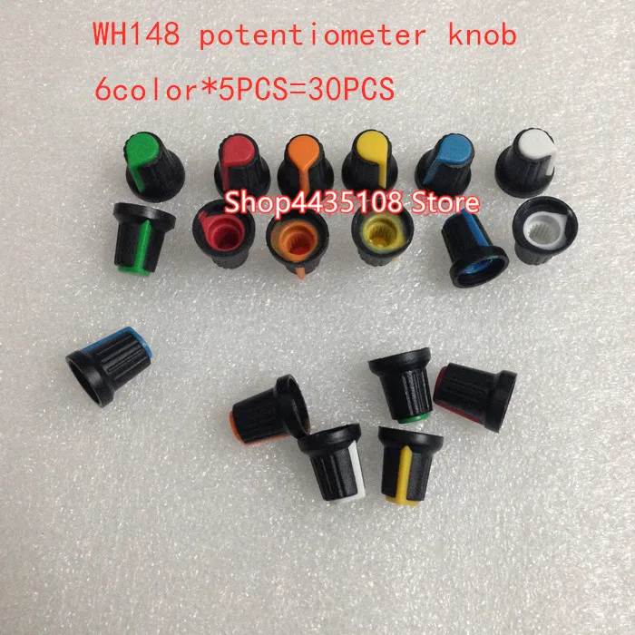 30pcs 6color WH148 potentiometer knob cap(copper core) 15X17mm 6mm ...