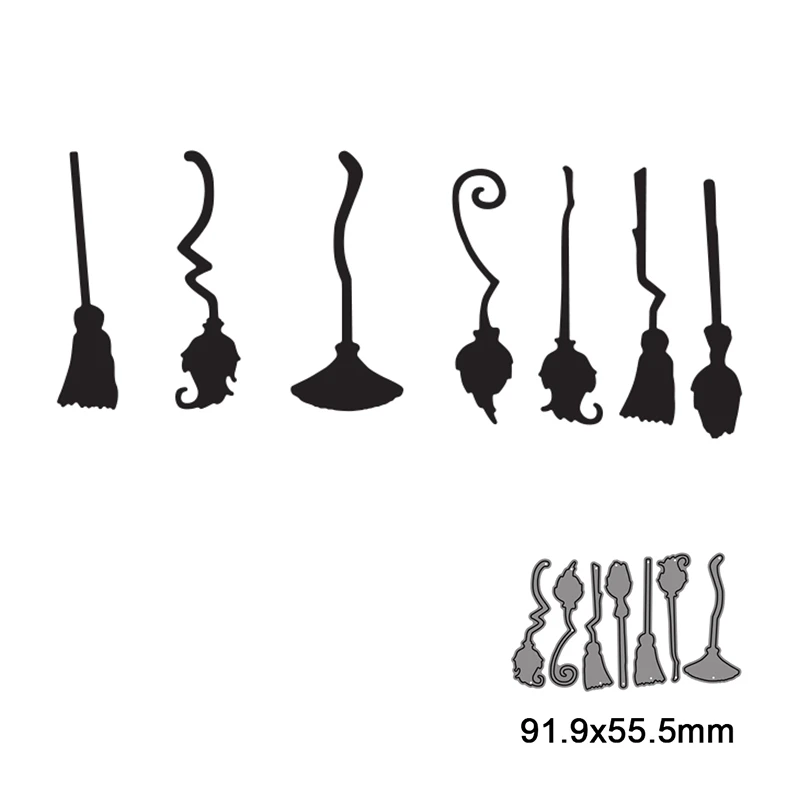 7pcs Halloween Witch's Broom Metal Cutting Dies For Diy Scrapbook ...
