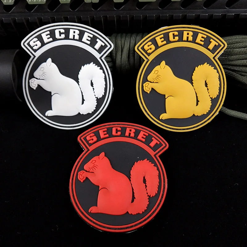 T-n Pvc Black Man Top Secret Squirrel Rubber Sticker Patches Hook&loop Army Tactical Army Badge ...
