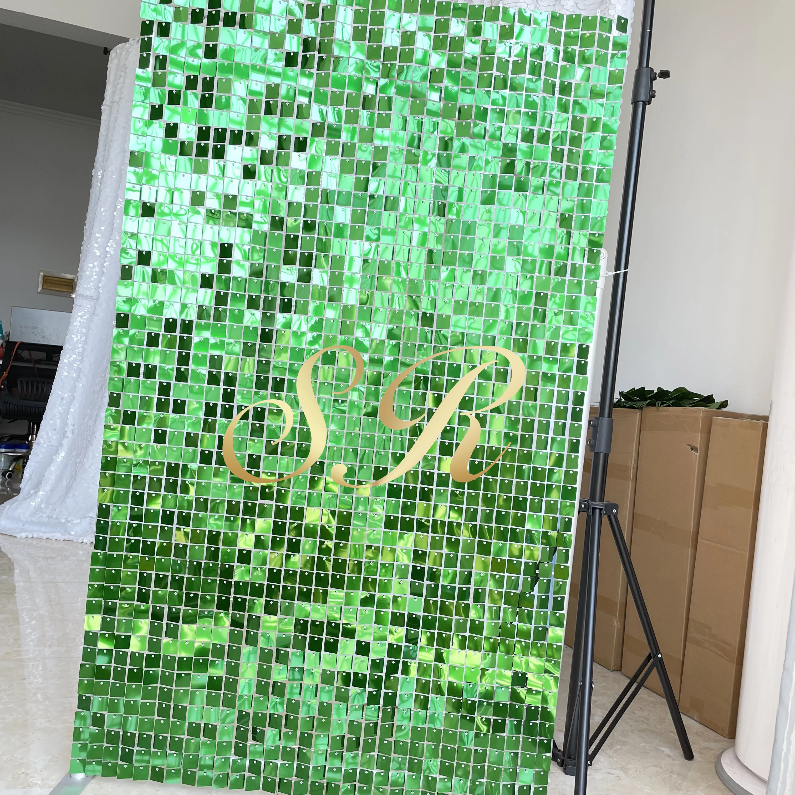 shimmer-wall-background-with-Christmas-green-sequin-panel-backdrop-for ...