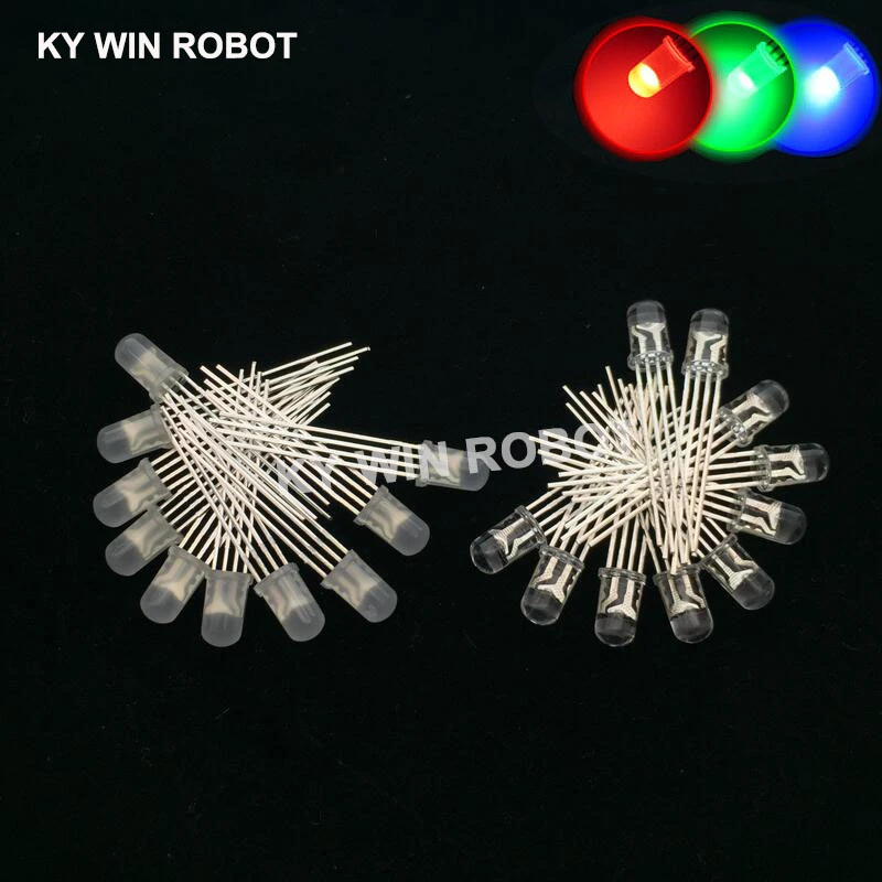 50pcs/lot 5mm 4pins RGB LED Common Cathode/Anode Tri Color Emitting ...