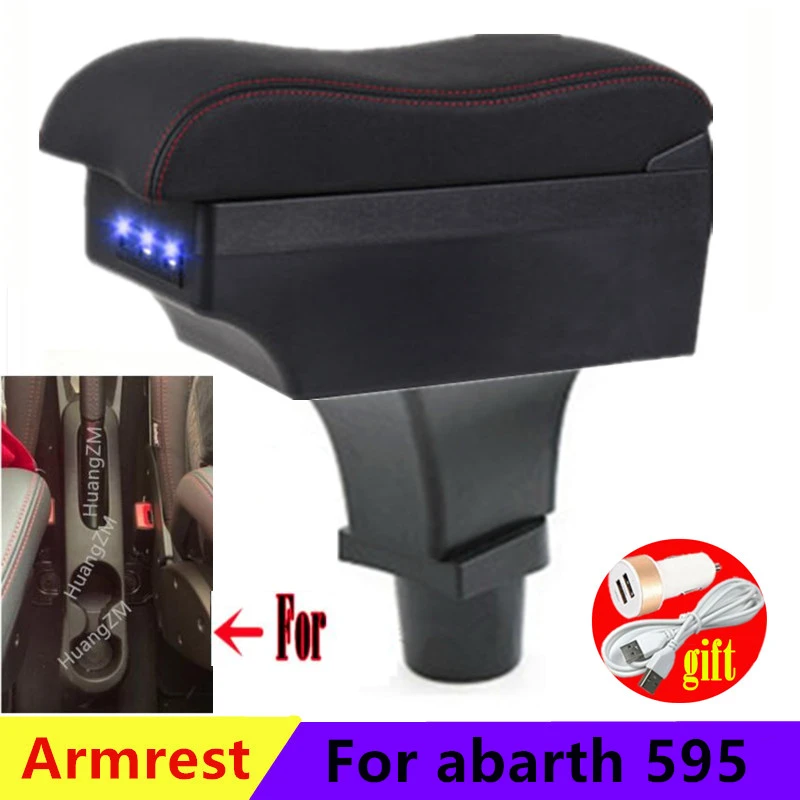 For abarth 595 Armrest Box For abarth 595 Central Store Content Storage Box with Cup Holder ...