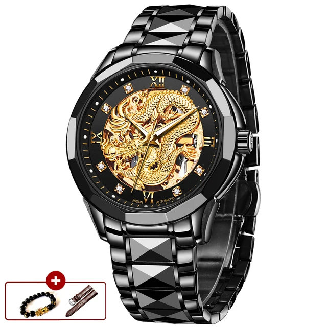 JSDUN Brand Luxury Automatic Mechanical Watches for Men Gold Dragon ...