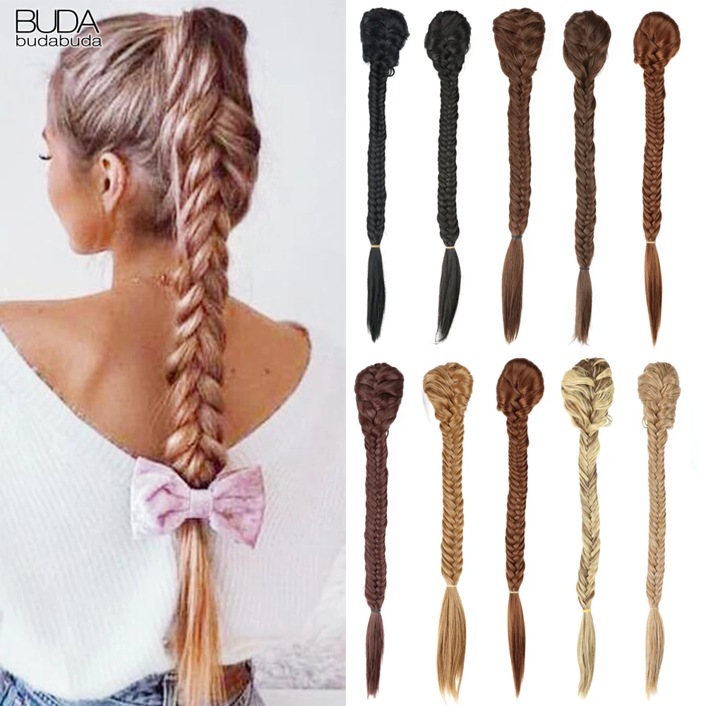 Budabuda-Braided-Plaited-Fishbone-Drawstring-Ponytail-Clip-In-Hair ...