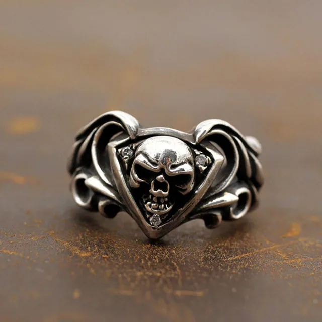 Vintage Gothic Hollow Heart Shape Skull Rings | SkullStore