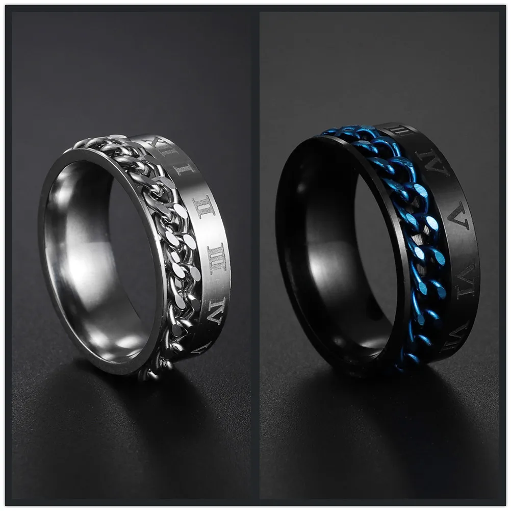 Cool Stainless Steel Rotatable Men Couple Ring High Quality Spinner ...