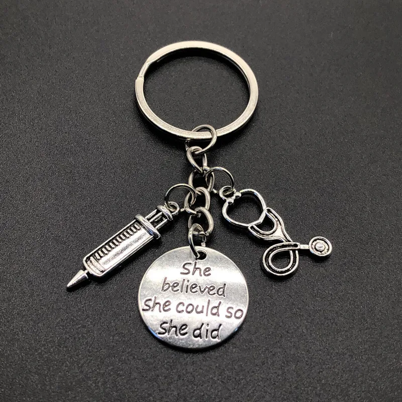 New Hospital Charms Keychain Medical Syringe Key Ring Ambulance Nurse ...